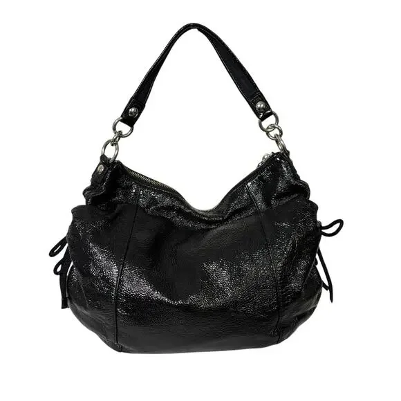 Coach | Bags | Coach Poppy Hobo Bag Shoulder Purse Black Patent Leather ...
